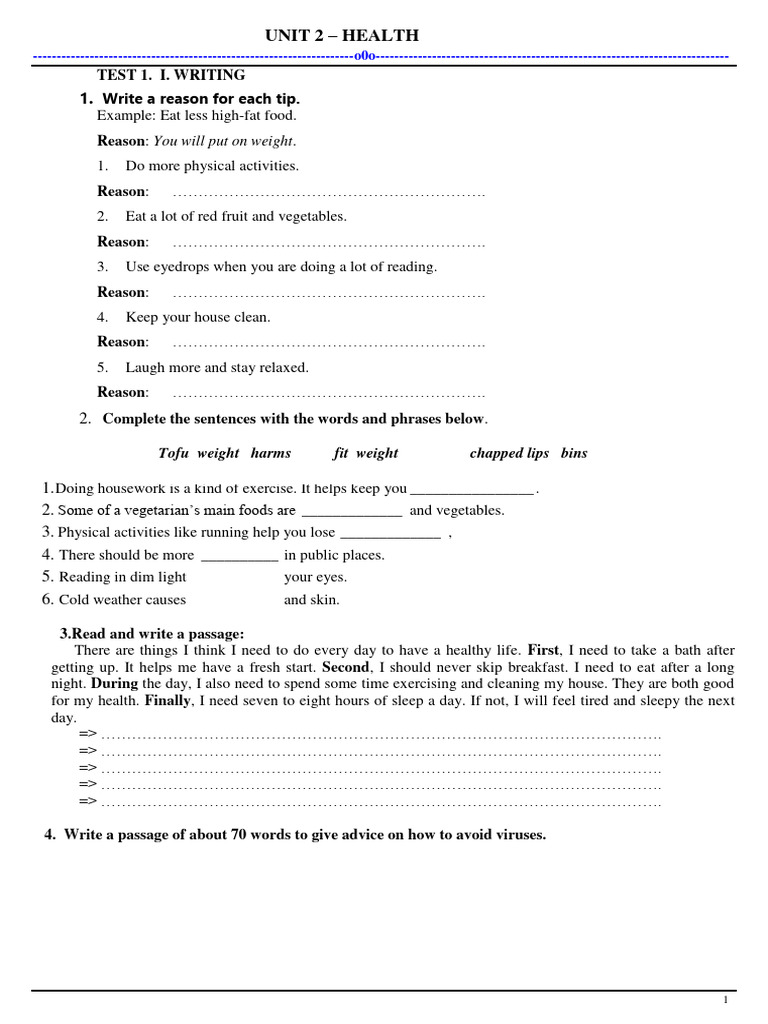 g7.UNIT 2.TT | PDF | Common Cold | Fast Food