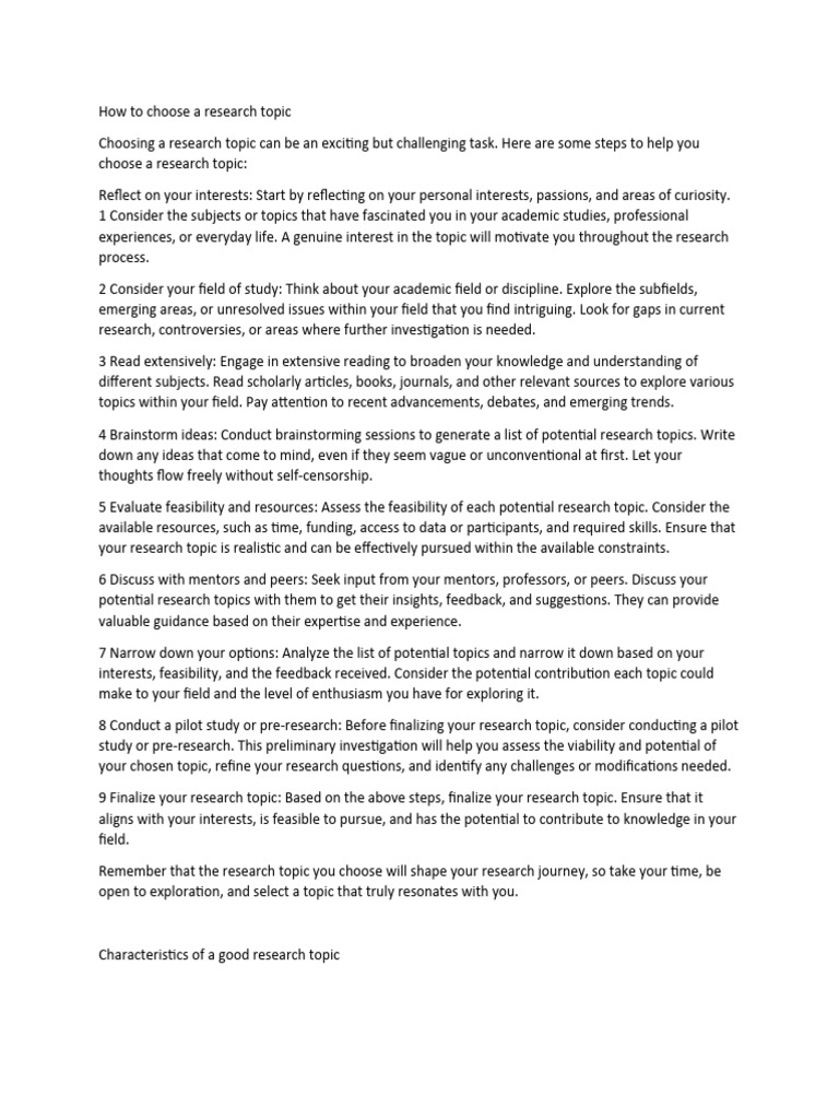 How To Choose A Research Topic | PDF | Methodology | Experiment