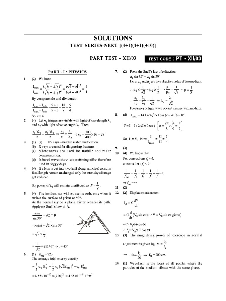 Part Test-3 (XII) | PDF
