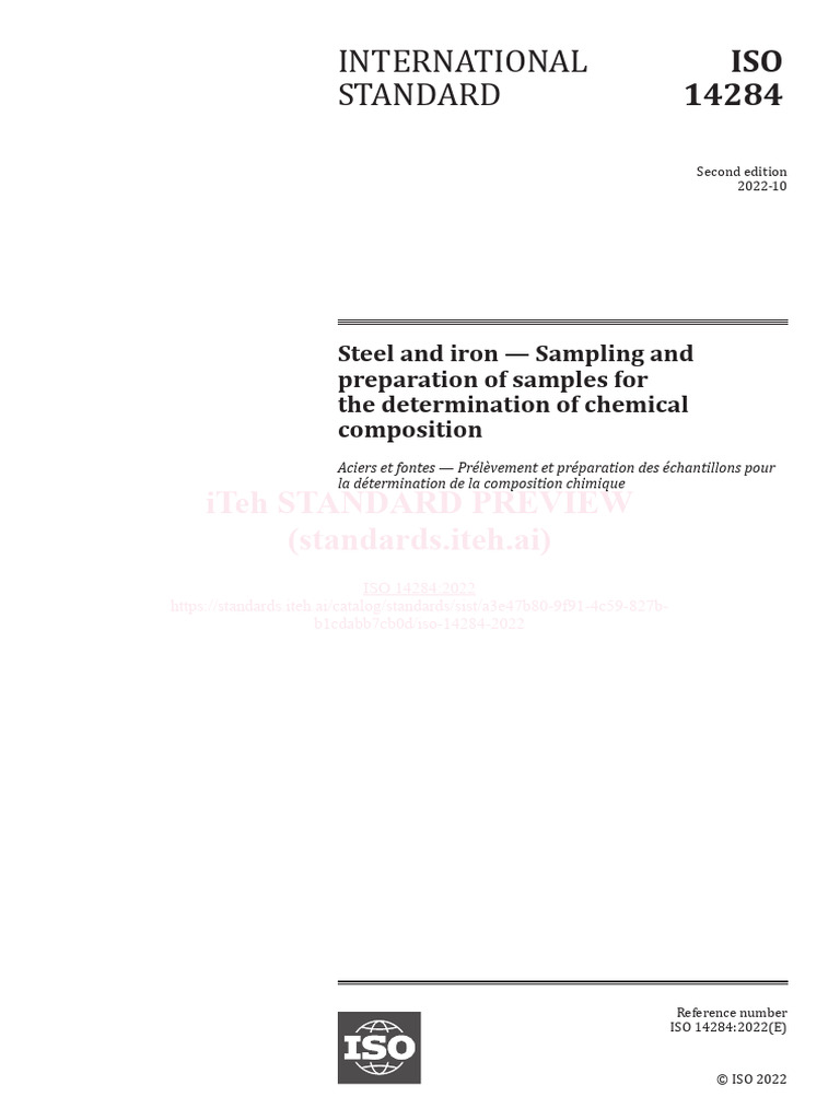 ISO-14284-2022 | PDF | International Organization For Standardization | Heat Treating