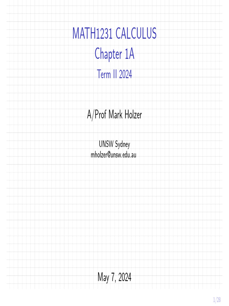 Holzer Chap1a 1231 Calculus 2024 | PDF | Derivative | Function (Mathematics)