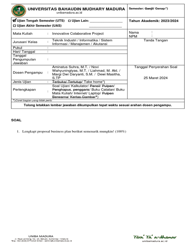 UTS Dewi Masitha Innovative Collaborative Takehome | PDF