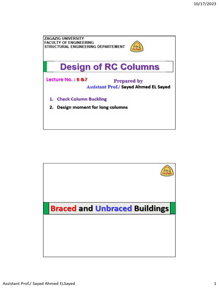 Lecture (6) - Check Column Buckling | PDF | Buckling | Column