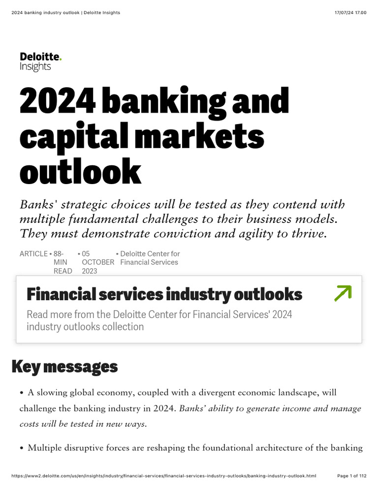 2024 Banking Industry Outlook Insights | PDF | Cost Of Living | Banks