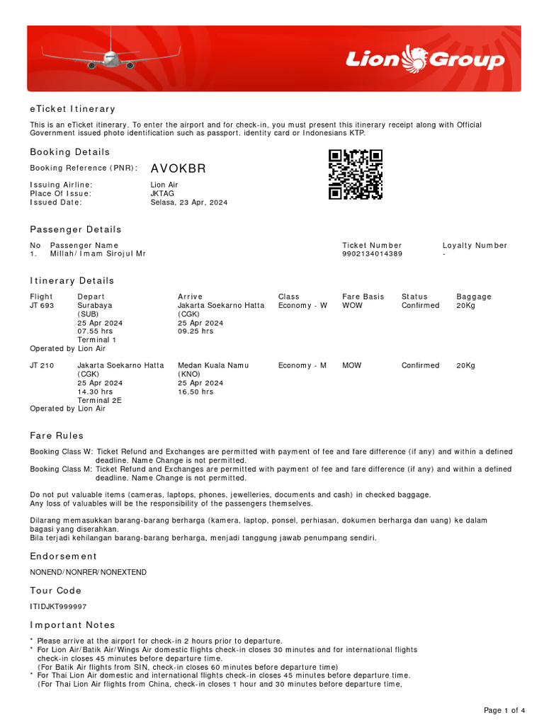 Eticket AVOKBR 184216 | PDF | Baggage | Aviation