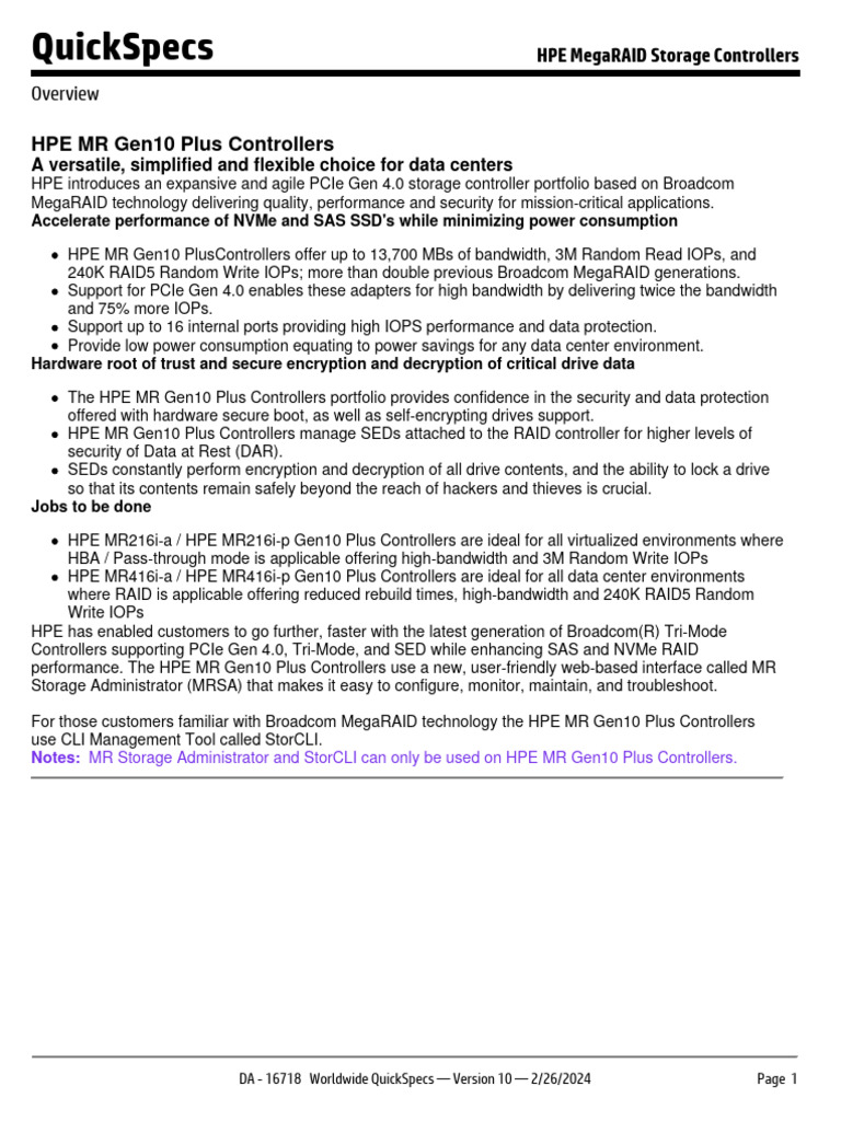 HPE MegaRAID Storage Controllers | PDF | Solid State Drive | Graphical ...