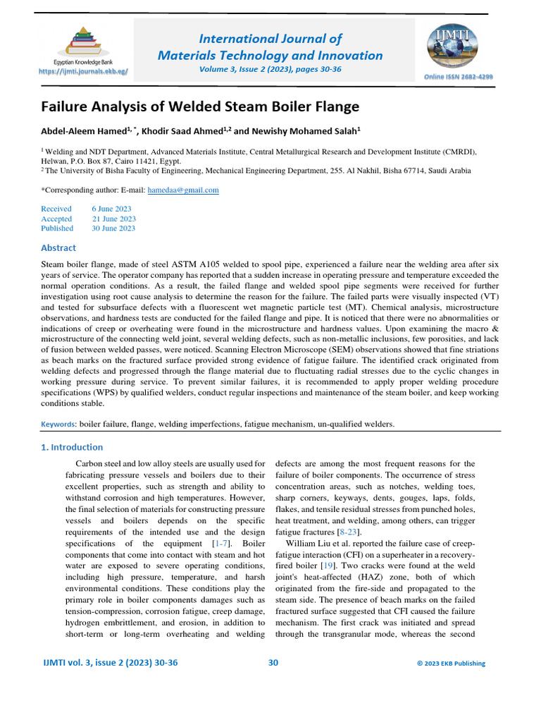 Boiler Flange Failure Analysis | PDF | Fatigue (Material) | Fracture