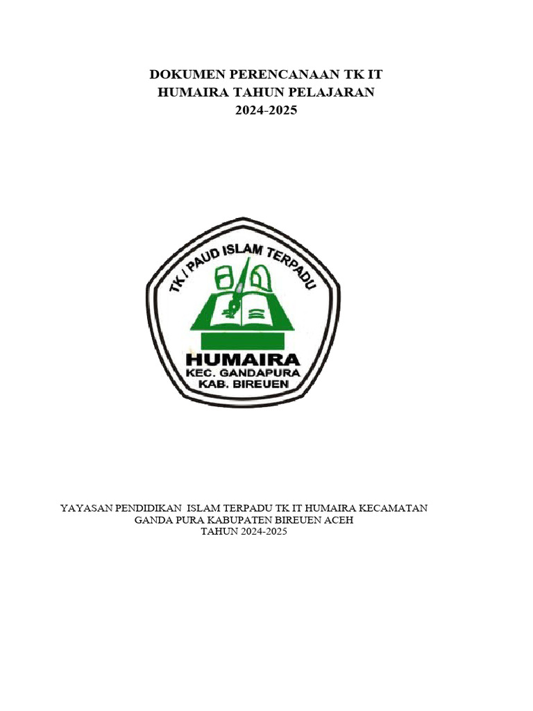 Dokumen Perencanaan TK Humairah | PDF