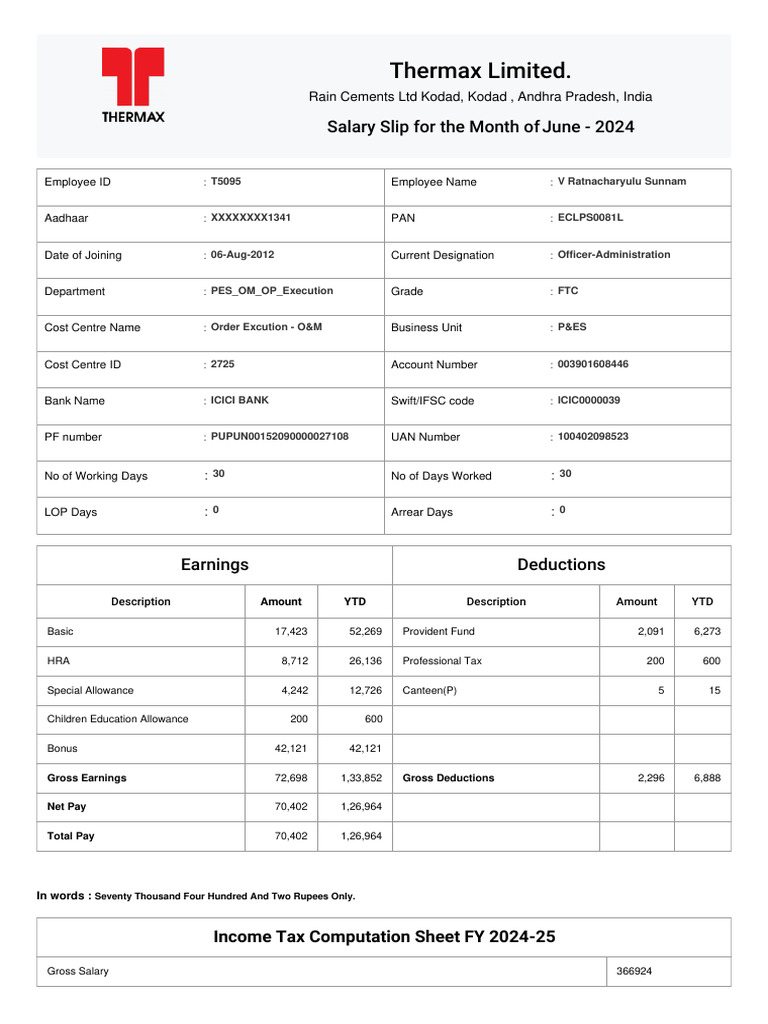 payslip (1) | PDF | Tax Deduction | Taxes