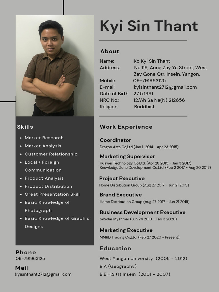 Kyi Sin Thant: About | PDF