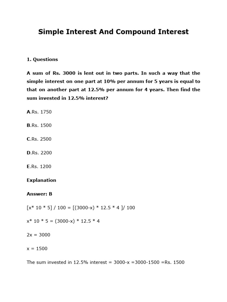 CI and SI | PDF | Interest | Compound Interest