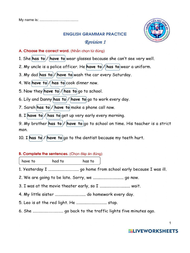 Grammar practice 1 | PDF