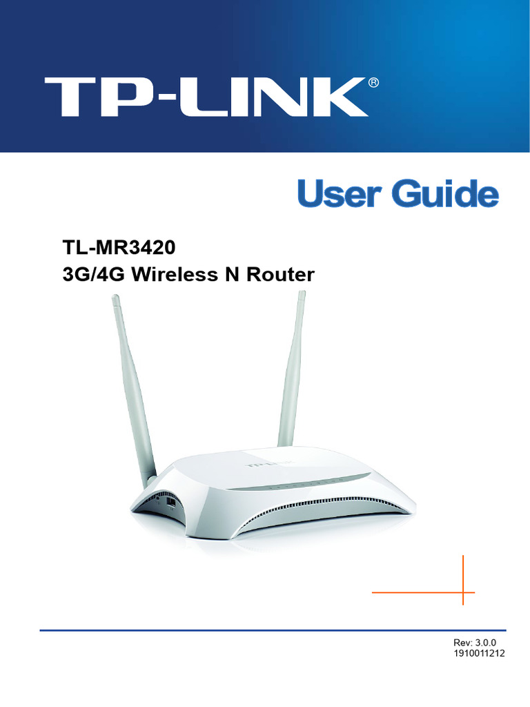 TL-MR3420 3G/4G Wireless N Router | PDF | Ip Address | Computer Engineering