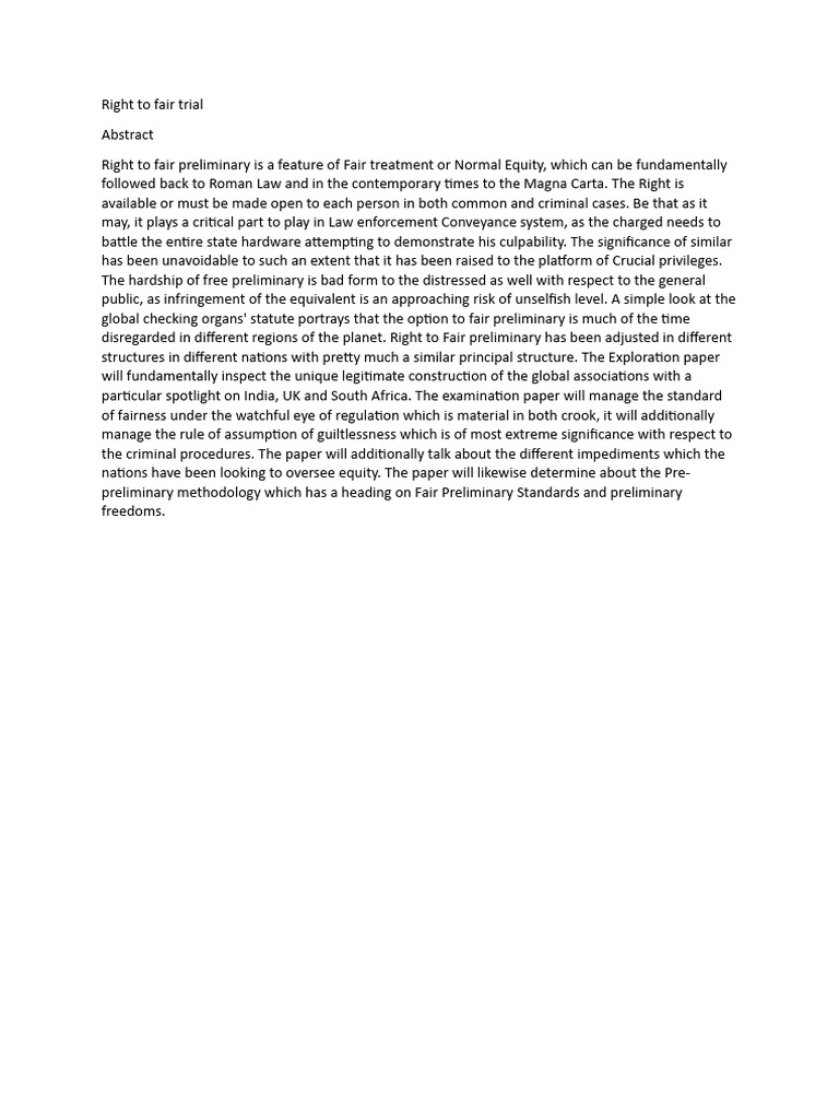Understanding the Right to Fair Trial | PDF