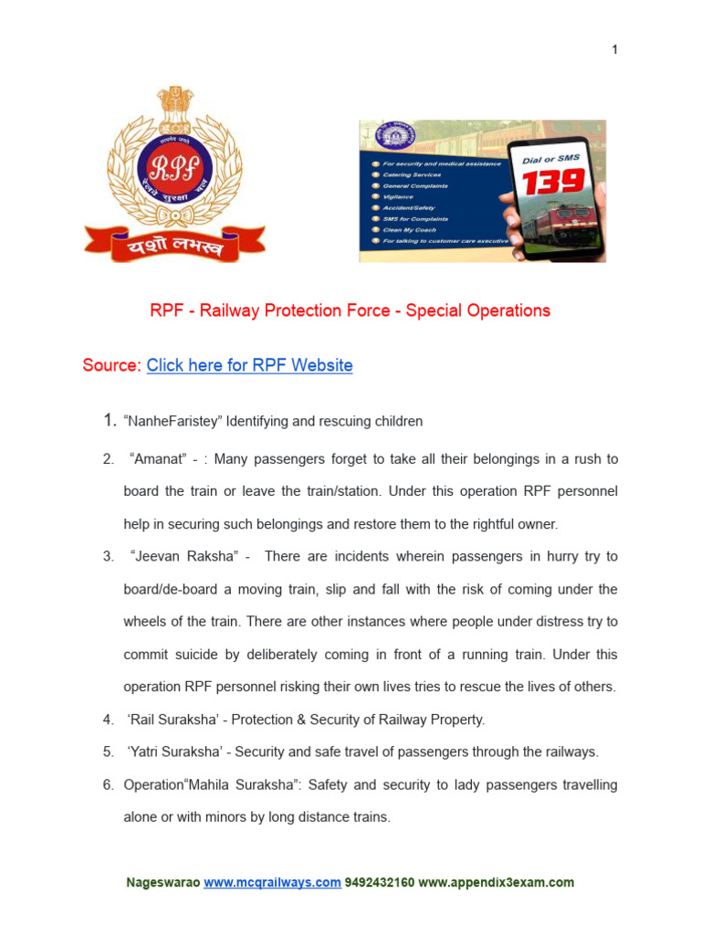 RPF Operations General Knowledge | PDF