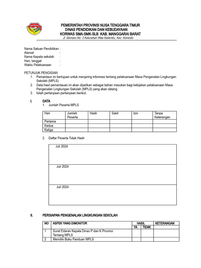 Instrumen Monitoring MPLS 2024 | PDF