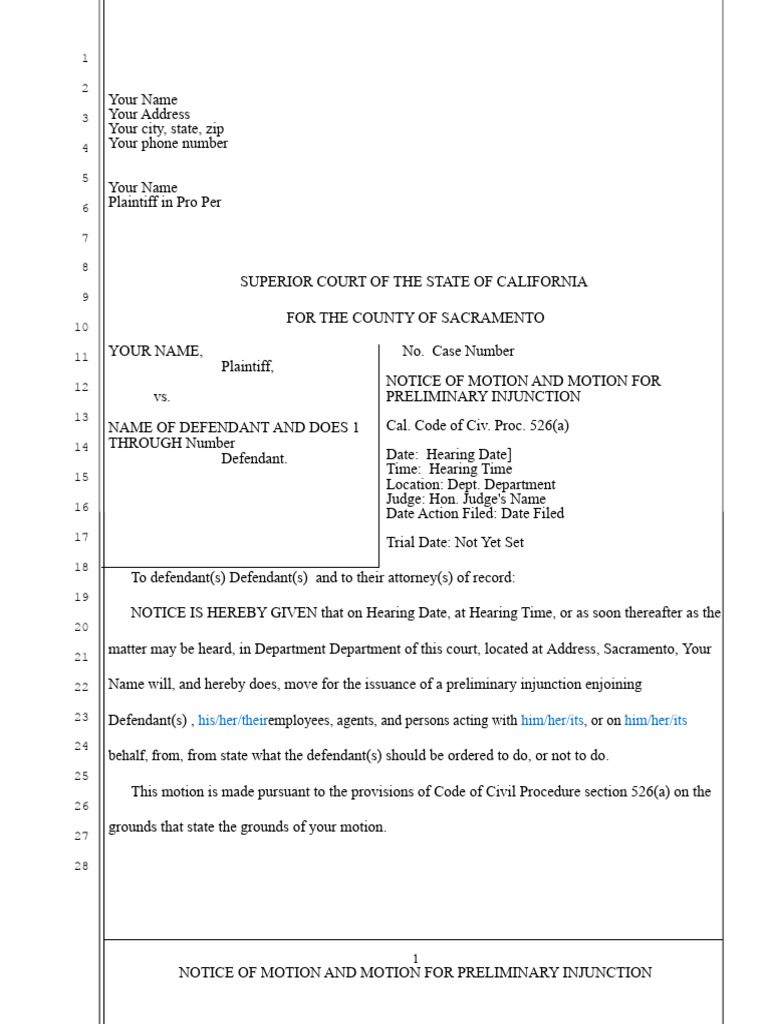 Sbs Injunction by Noticed Motion Motion | PDF | Injunction | Government