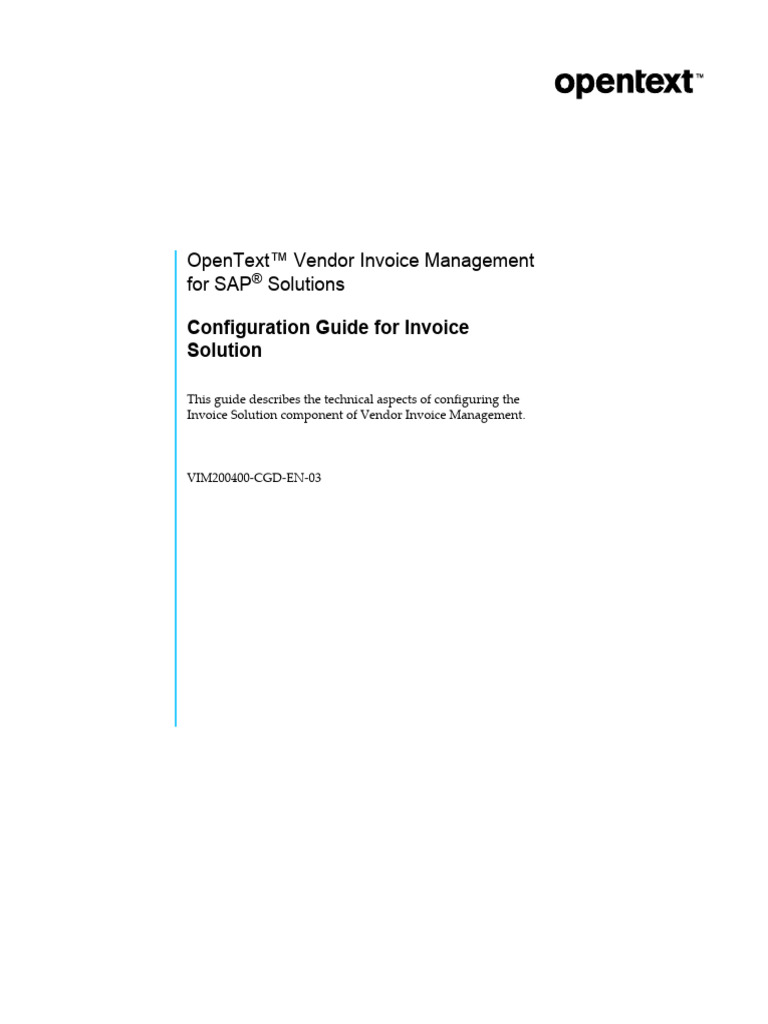 OpenText Vendor Invoice Management For SAP Solutions 20.4 ...