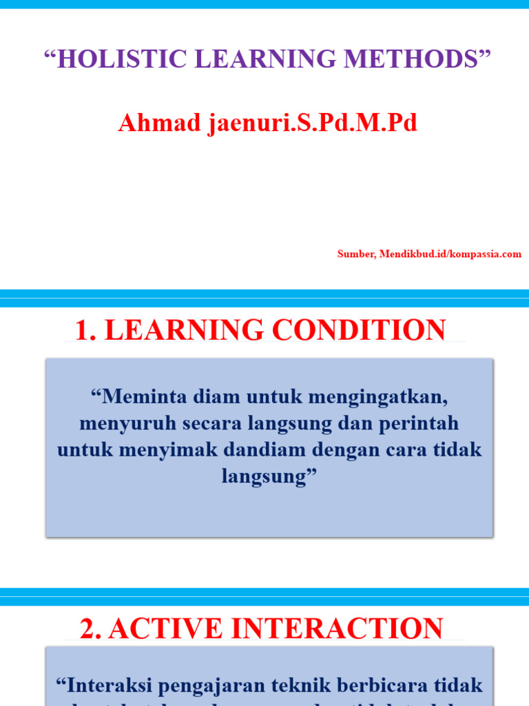 20 Metode & Teknik Pengajaran Holistik Learning Methods | PDF