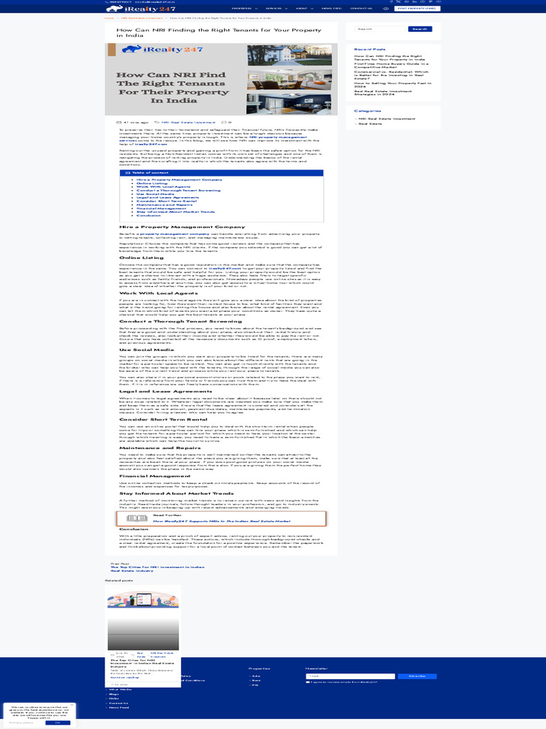 Simple Guides To Finding The Right Tenant For NRI Property in India | PDF | Renting | Leasehold ...