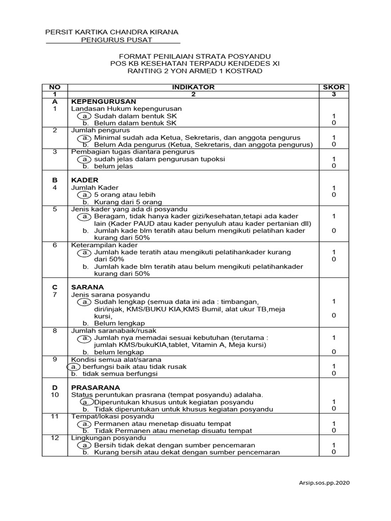 PENENTUAN STRATA POSYANDU (Contoh) | PDF