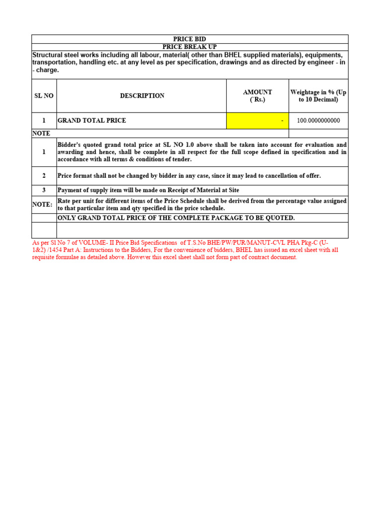 Vol II Price Bid Wanakbori Structural 1432215332 | PDF | Welding ...