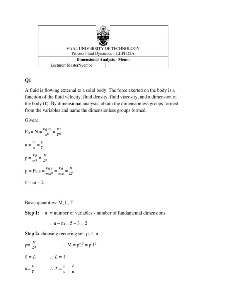 Dimensional Analysis - Memo | PDF | Soft Matter | Fluid Mechanics