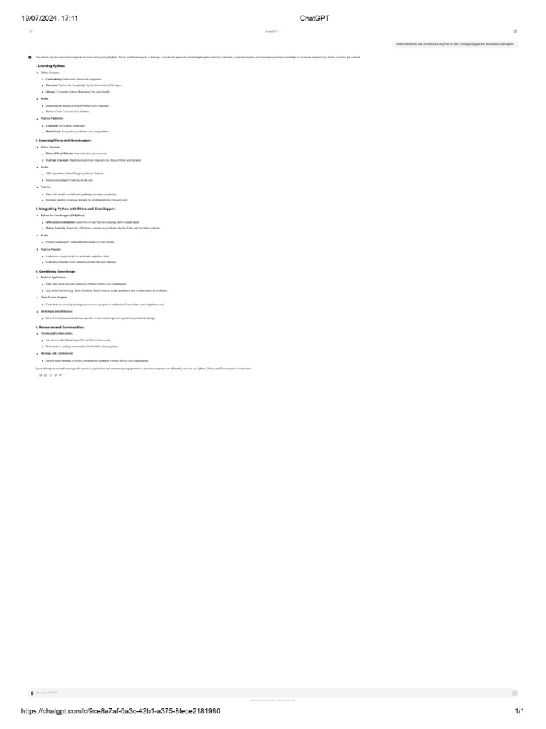 Chatgpt Resources For Python+grasshopper+rhino | PDF | Python (Programming Language) | Open Source