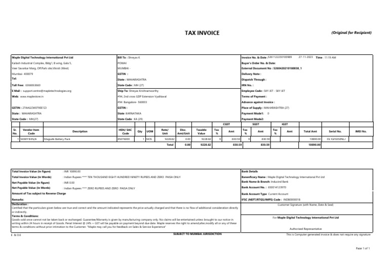 GST-Sales Invoice Final | PDF | Government Finances | Taxes