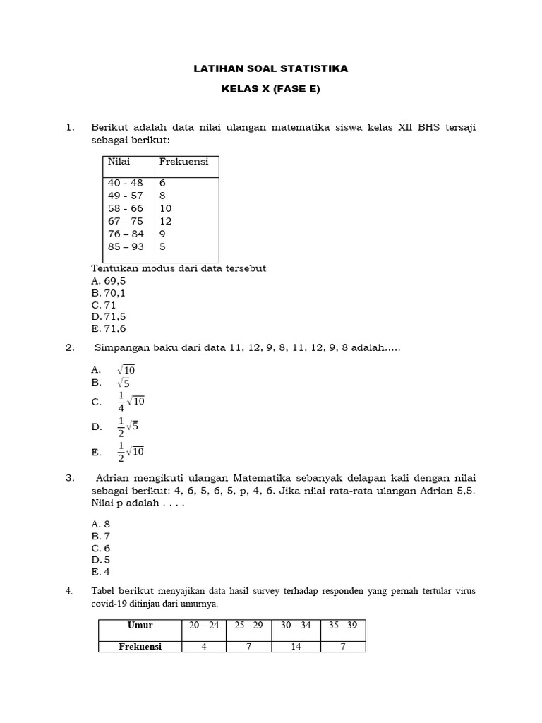 Latihan Soal Statistika | PDF | Metode & Bahan Ajar