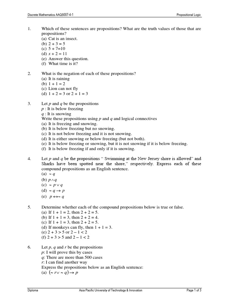 T5 Propositional Logic | Download Free PDF | Proposition | Logic