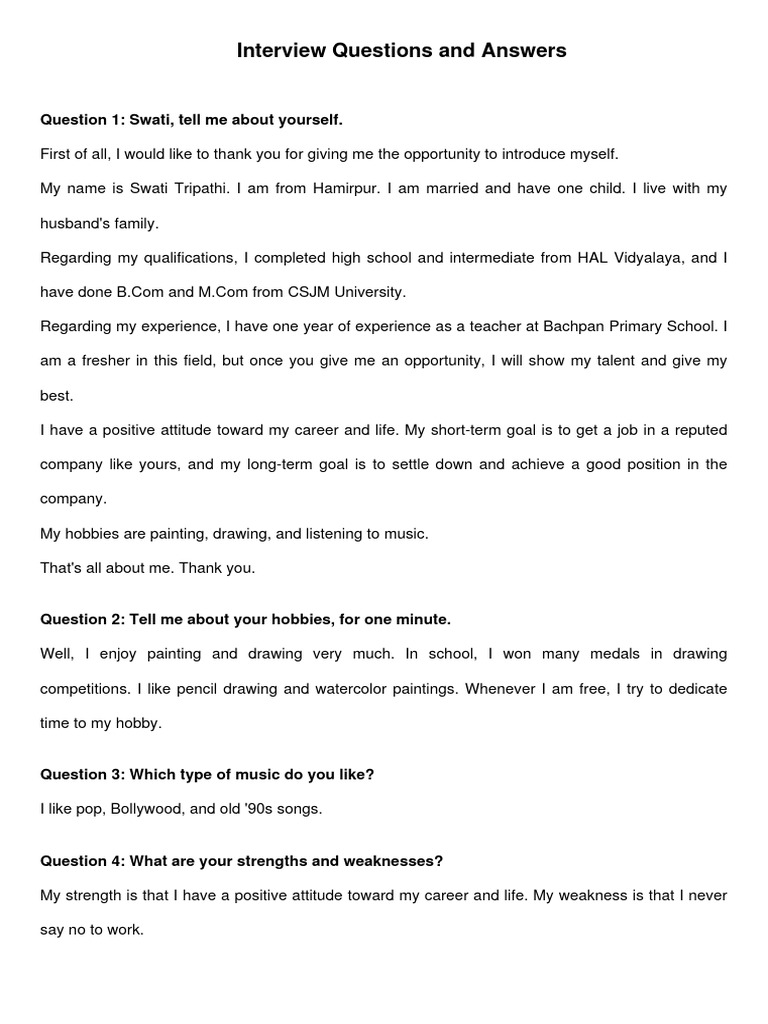 Interview Questions and Answers | PDF