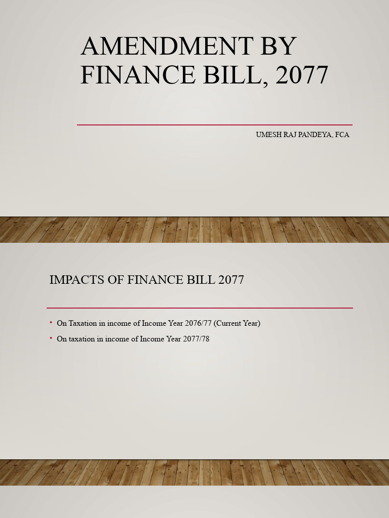 Amendment by Finance Bill 2077 | PDF | Taxes | Tax Refund