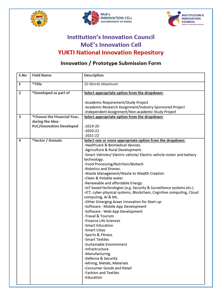 Innovation Prototype Submission Guidelines | PDF | Innovation | Prototype