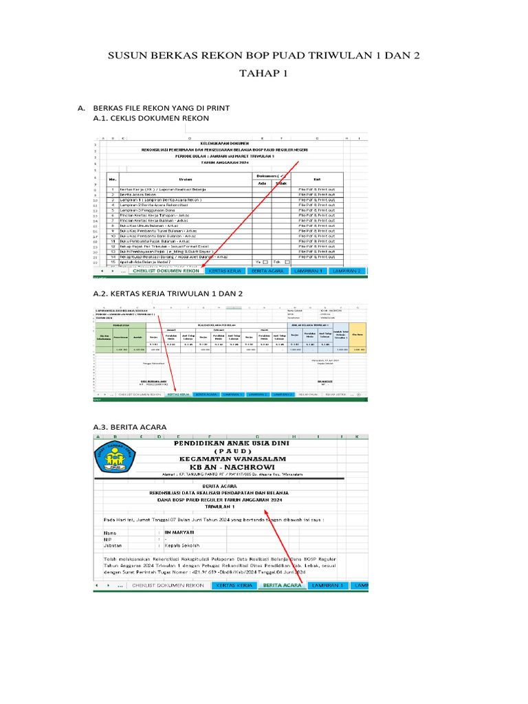 Susunan Berkas Untuk Rekon Tahap 1 Dan SPJ 2024 | PDF