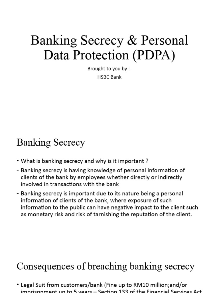 Banking Secrecy & Personal Data Protection (PDPA | PDF | Banks | Hsbc