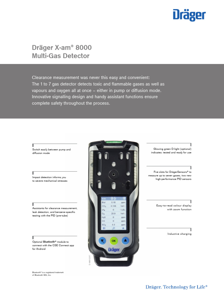 Dräger X-Am 8000 Multi-Gas Detector: Bluetooth® Is A Registered ...