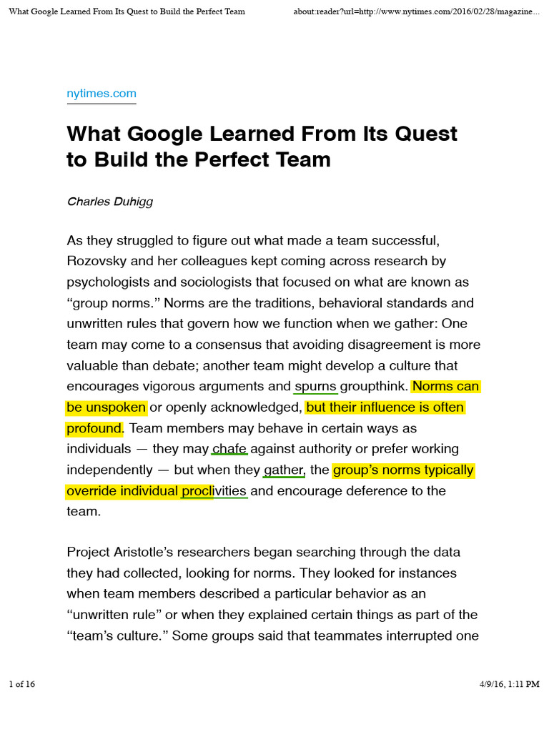 Google’s Insights on Team Success Norms | PDF | Nonverbal Communication ...
