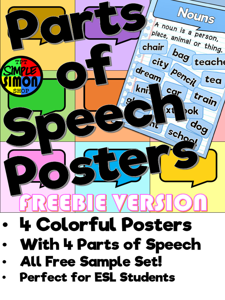 Free ESL Parts of Speech Posters | PDF | Language Arts & Discipline