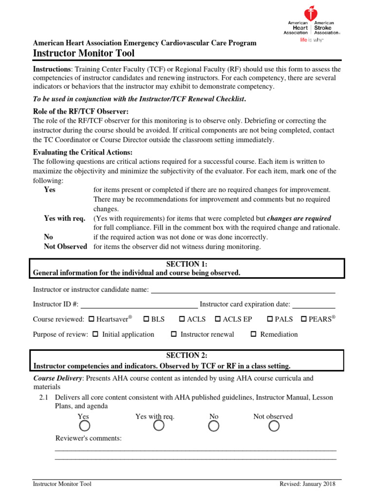 AHA Instructor Monitor Tool | PDF | Learning | Behavior Modification