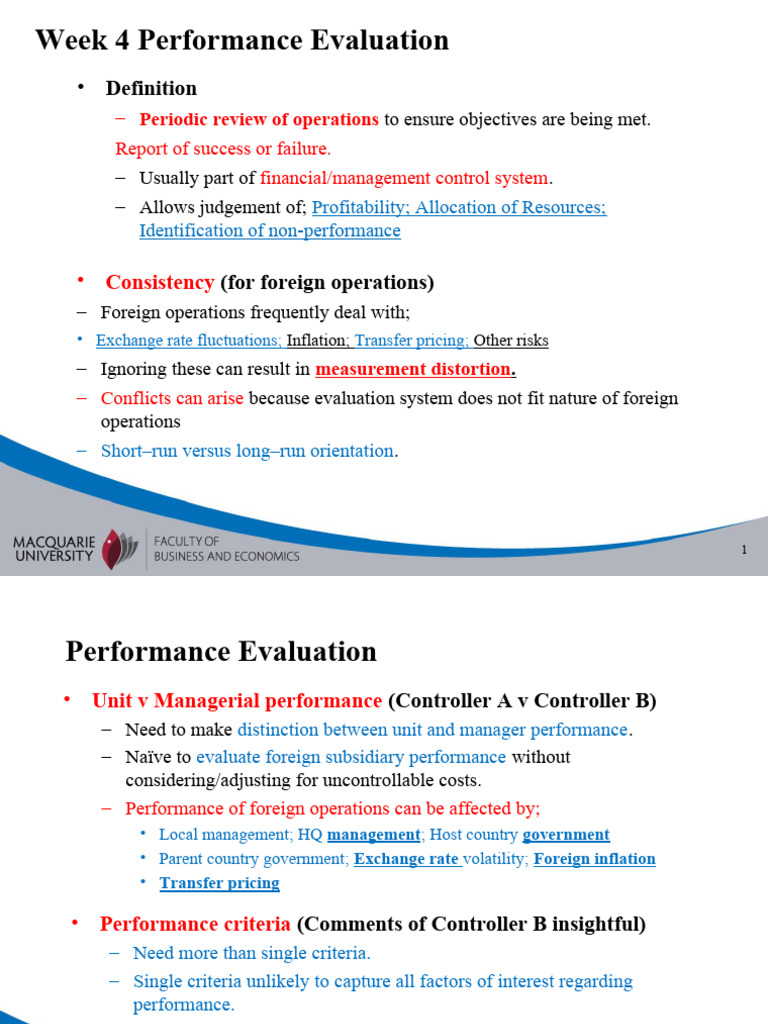 Week 4 - Management Control - Performance Evaluation and Transfer Pricing-Mine-Handout | PDF ...
