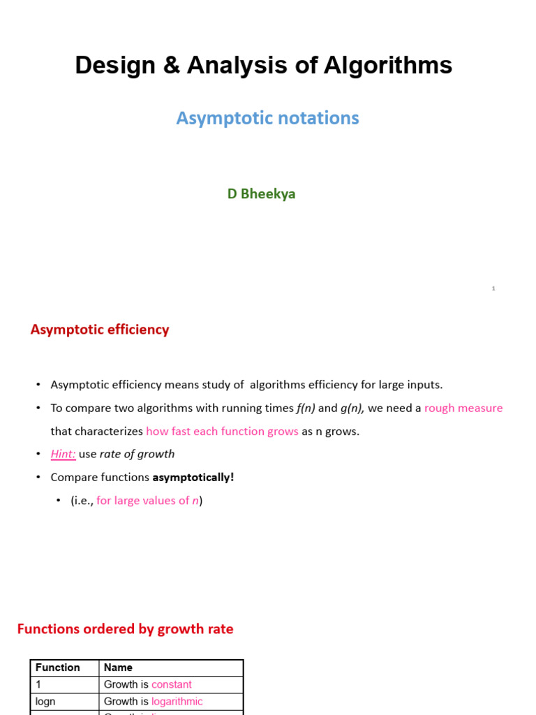 Asymptotic Notations | PDF | Time Complexity | Mathematics
