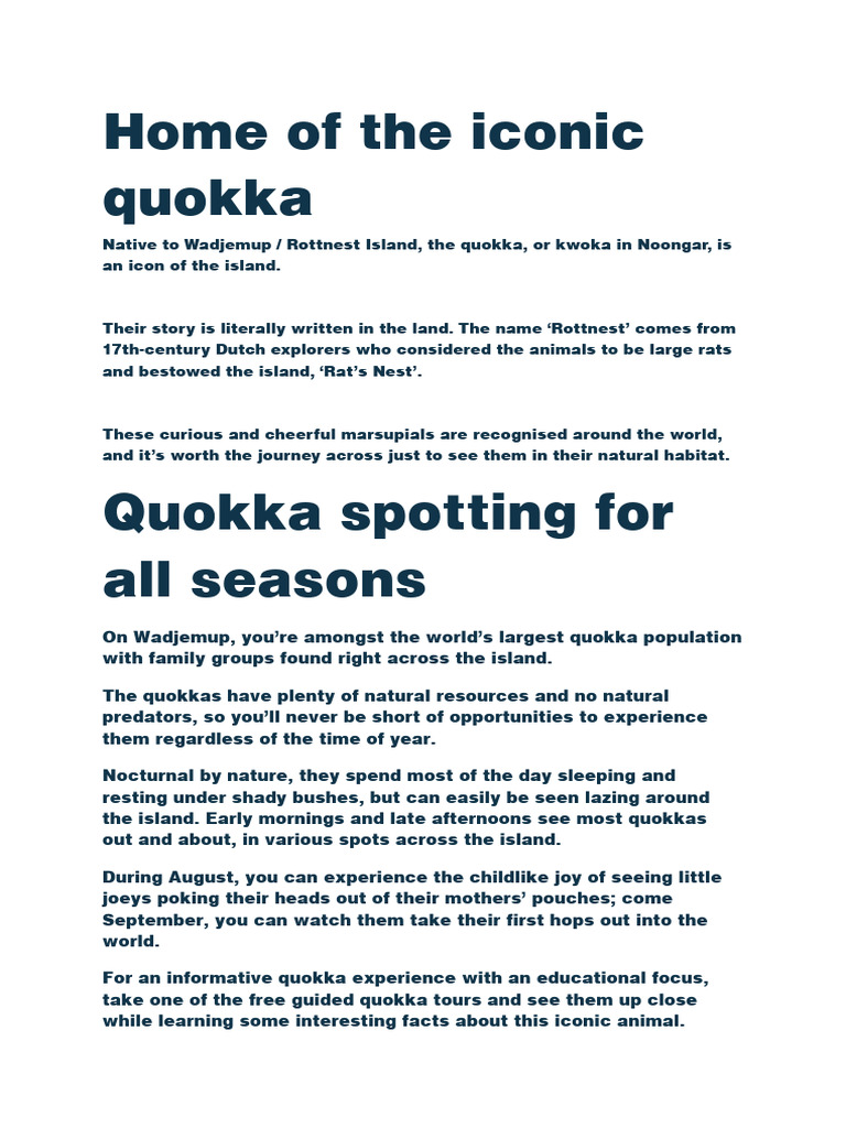 Australia - Tips For Spotting A Quokka | PDF | Zoology