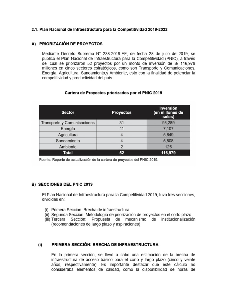 PNIC 2019-2022: Proyectos Prioritarios y Avances | PDF ...