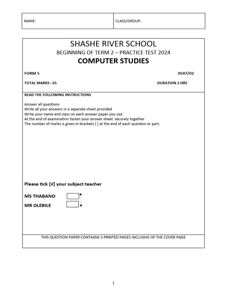Form 5 Practice Test 2024 | PDF | Graphical User Interfaces | Internet