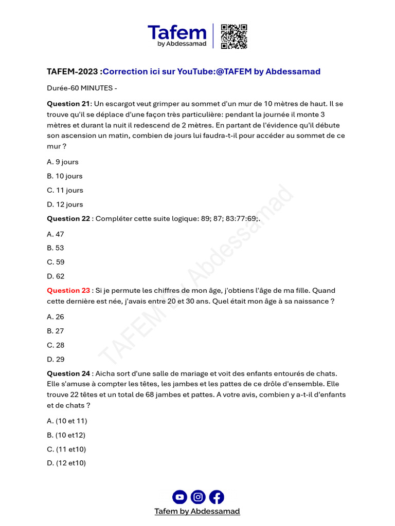 TAFEM-2023-RP Énoncé | PDF