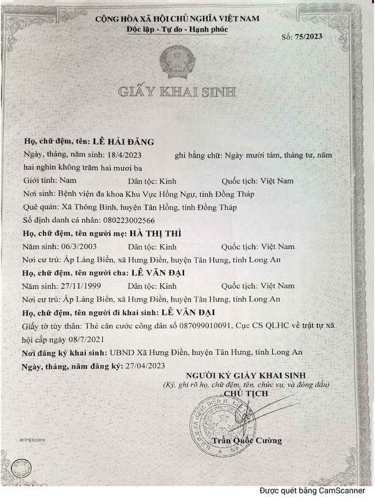 NT Lê Hải Đăng Con Của Đại Và Thùy | PDF