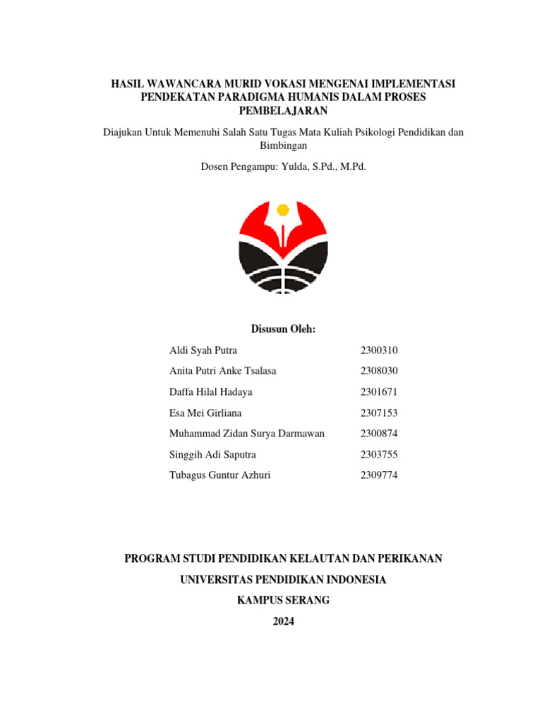 (Revisi) Laporan Hasil Wawancara Murid Vokasi Menegenai Implementasi Pendekatan Paradigma ...