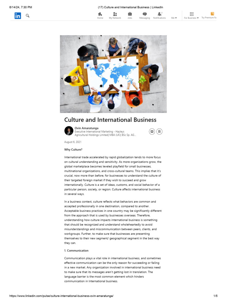 (17) Culture and International Business _ LinkedIn | PDF | Negotiation ...