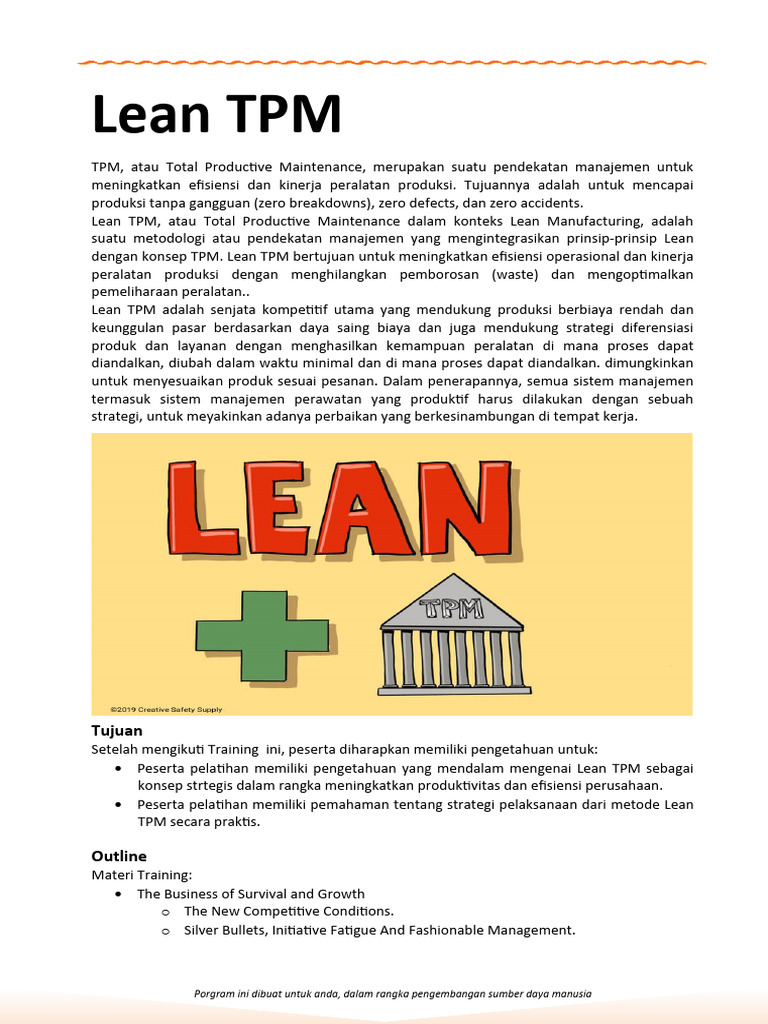 Pelatihan Lean TPM untuk Efisiensi Produksi | PDF